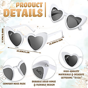 Neer 2 Pcs Bride Wedding Gifts Heart Sunglasses Sun Hat Set Bachelorette Gifts for Bridal Shower Party Decoration Favors(White)