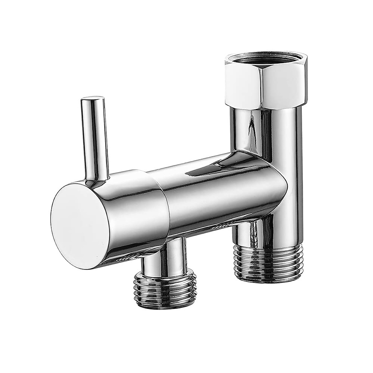 Weirun Bathroom Brass 3-way T Adapter with Shut-off Valve Water Diverter for Bidet Handheld Sprayer,Chrome