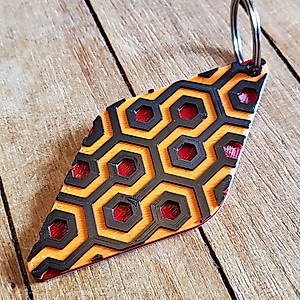 Room 237 Hexagon keychain from the Overlook Hotel in The Shining, Red, Orange, Black, White