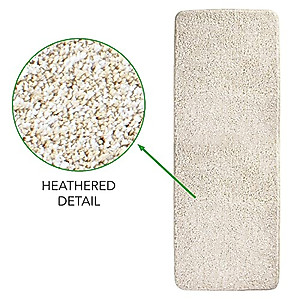 mDesign Non-Slip Microfiber Polyester Rectangular Spa Mat/Bath Rugs, Plush Heathered Water Absorbent Accent Rug for Bathroom Vanity, Bathtub/Shower, Machine Washable, Set of 3 - Linen/Tan