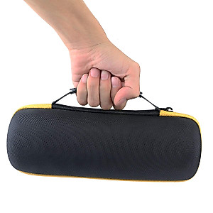 co2CREA Hard Travel Case Replacement for JBL Flip 6 FLIP 5 Waterproof Portable Bluetooth Speaker (Black Case + Yellow Zipper)