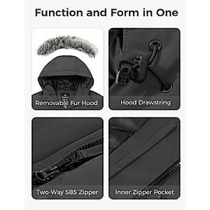 wantdo Men's Waterproof Winter Jacket Warm Coats Puffy Coats (Dark Gray, X-Large)