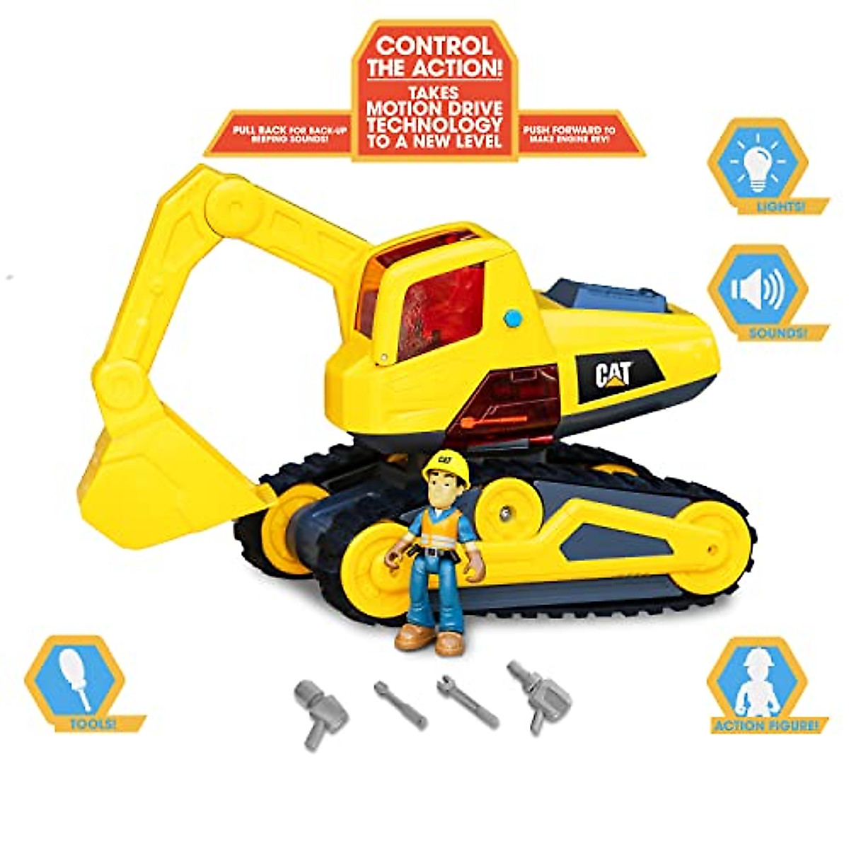 CAT Construction Toys, Power Action Crew Excavator, Light & Sound, Battery Operated, Ages 3+