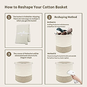 XKY XXXLarge Baskets Laundry Hamper,Rope Storage Basket with Long Handles,Decorative Basket for Living room,Woven Storage Basket for Toys Bin,Pillows, Blankets,Clothes-18x20in-Gradient Gradient Yellow