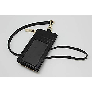 Kate Spade New York Leather Card Case Staci Lanyard Card Holder Black
