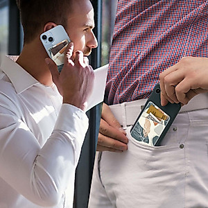 Leather Phone Card Holder Phone Wallet, Stick Back Phone Wallet Sticker Stylish Phone Case Credit Card Holder, Suitable for iPhone, Samsung, Android and Most Smart Phones.Foliage Orange