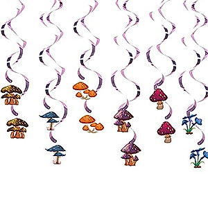Enjoyful 12PCS mushroom Hanging Swirls Ceiling Streamers Decorations, for Family Birthday Party Favors Supplies and Baby Shower