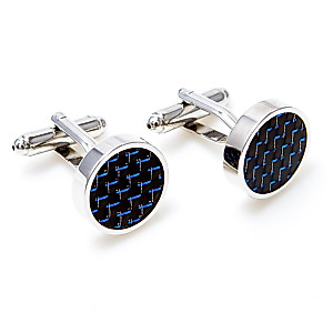 MRCUFF Carbon Fiber Blue Pattern Tuxedo Cufflinks and Studs Set in a Presentation Gift Box & Polishing Cloth