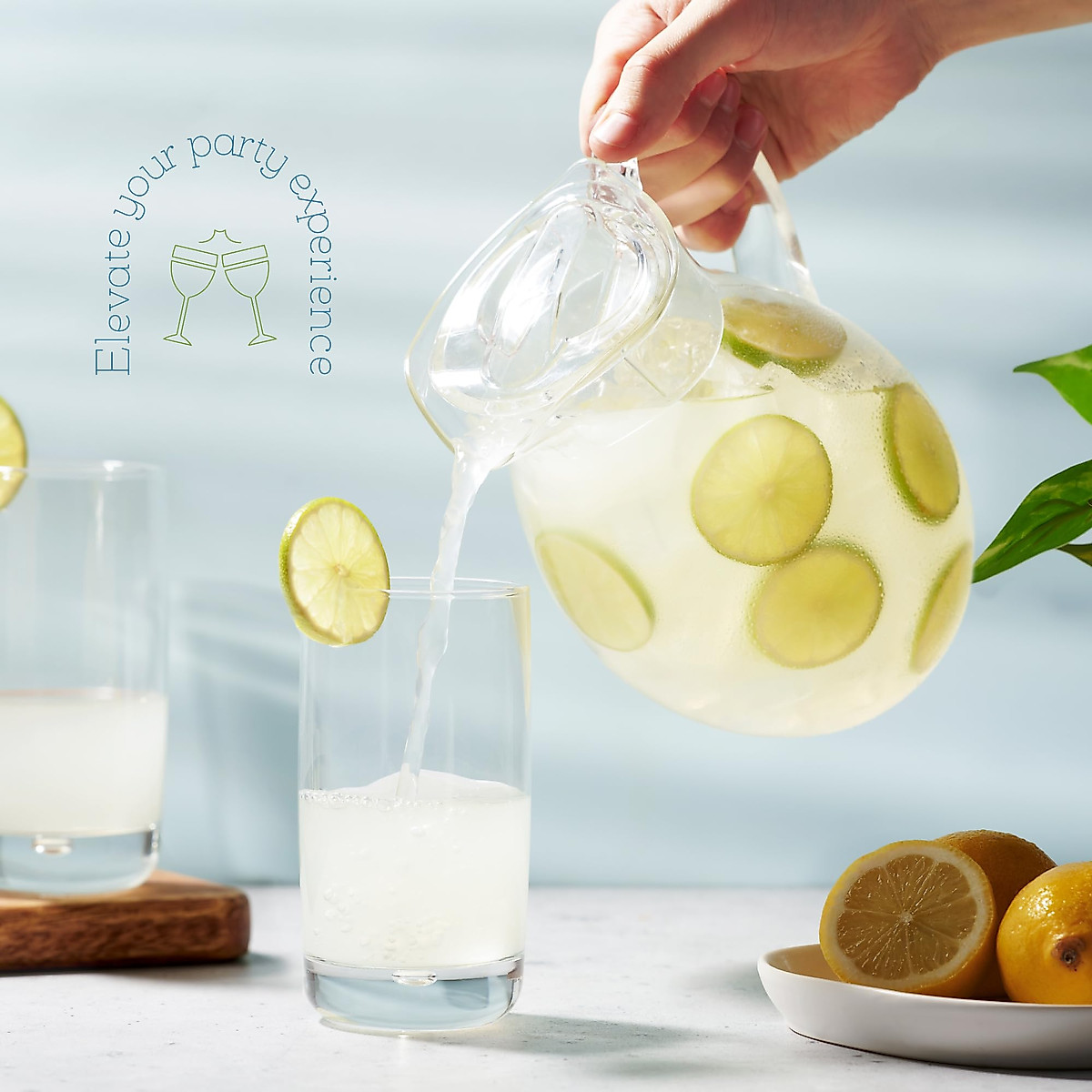 MosJos Acrylic Pitcher (72 oz), Clear Plastic, Water Pitcher with Lid, Shatterproof, BPA-Free Clear Pitcher, Ideal for Sangria, Lemonade, Juice, Iced Tea & More (Clear)