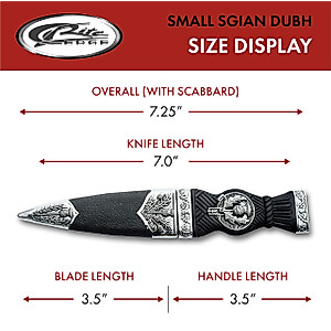 SZCO Supplies 7.25" Small Sgian Dubh Scottish Dirk Knife, Black