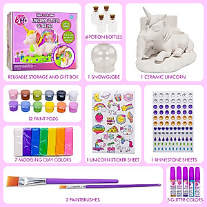 Paint Your Own Unicorn Craft Kit Ceramic Unicorn Snow Globe with Painting Art Crafts Unicorn Gift for Girls Tweens DIY Paint Potion Making Activity Kit for Kids Decorate Room Ages 6+