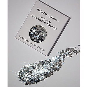 Platinum Biodegradable Chunky Glitter // Karizma Beauty Silver Bio Glitter Eco Glitter Face Glitter Festival Chunky 10g