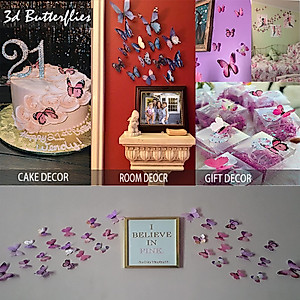 3D Butterfly Stickers, Glow in The Dark Butterfly Decals for Ceiling or Wall Decor, Adhesive 12pcs Butterflies for Kids Bedroom Nursery Living Room, Create a Realistic Butterflyry Home