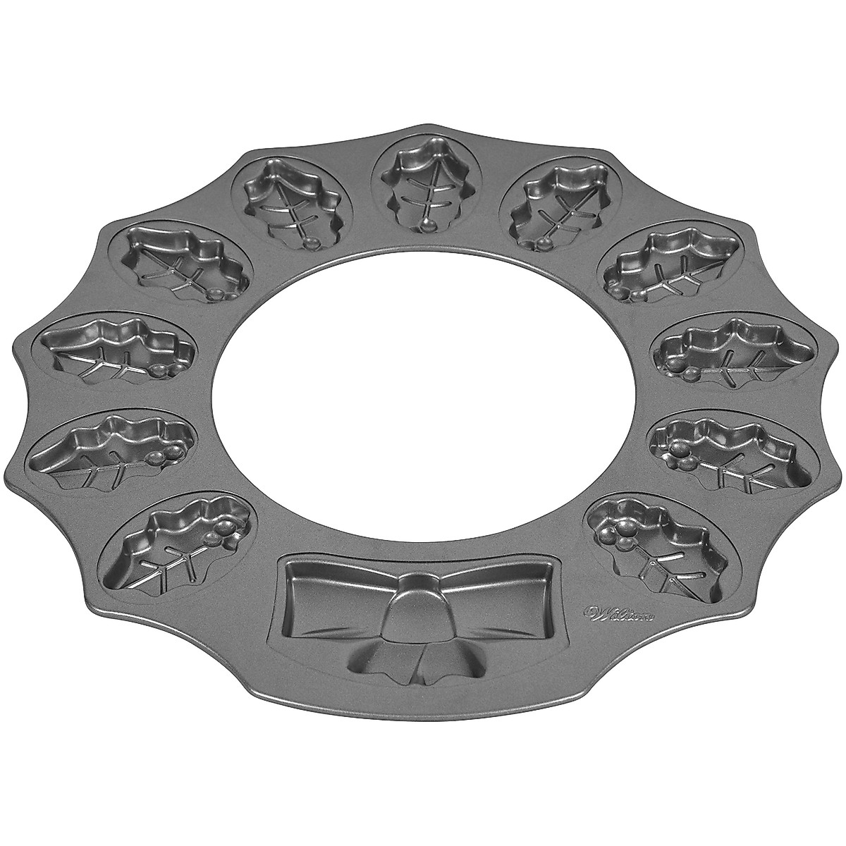 Wilton Holly Wreath Shaped Non-Stick Cookie Pan, 12-Cavity