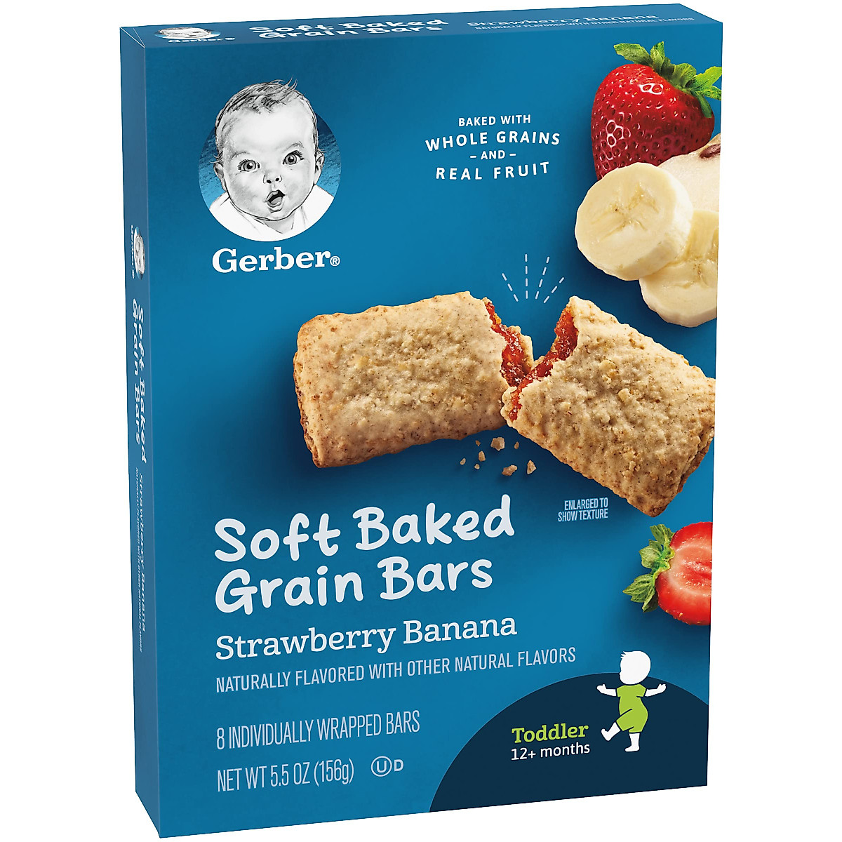 Gerber Snacks for Toddler Soft Baked Grain Bars Strawberry Banana, 5.5 Ounce (Pack of 6)