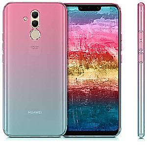kwmobile Case Compatible with Huawei Mate 20 Lite - Case Transparent Gradient Phone Cover - Bicolor Dark Pink/Blue/Transparent