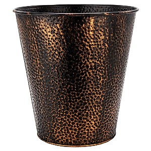 BROOKSTONE, Decorative Metallic Bronze Waste Basket Trash Can - Stylish and Functional Addition to Any Room