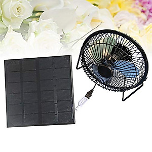 VORCOOL Solar Powered USB Fan Quiet Free Angle Rotation Desk Fan Outdoor Home Chicken House Cooling Ventilation System (3W 4 inch)