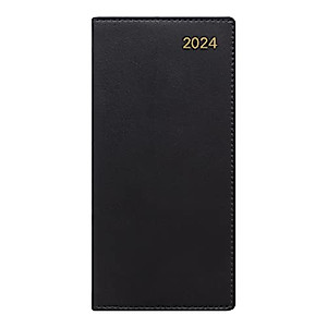 Letts of London Belgravia Weekly/Monthly Planner, 12 Months, January to December, 2024, Vertical, Slim Size, 6.625" x 3.25", Black (C33SUBK-24)