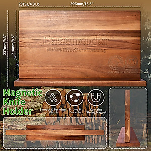 Easeholder Magnetic Knife Block Natural Wooden Double Side Knife Holder Stand with Strong Enhanced Magnets Mutifunctional Kitchen Cutlery Organization Storage Rack