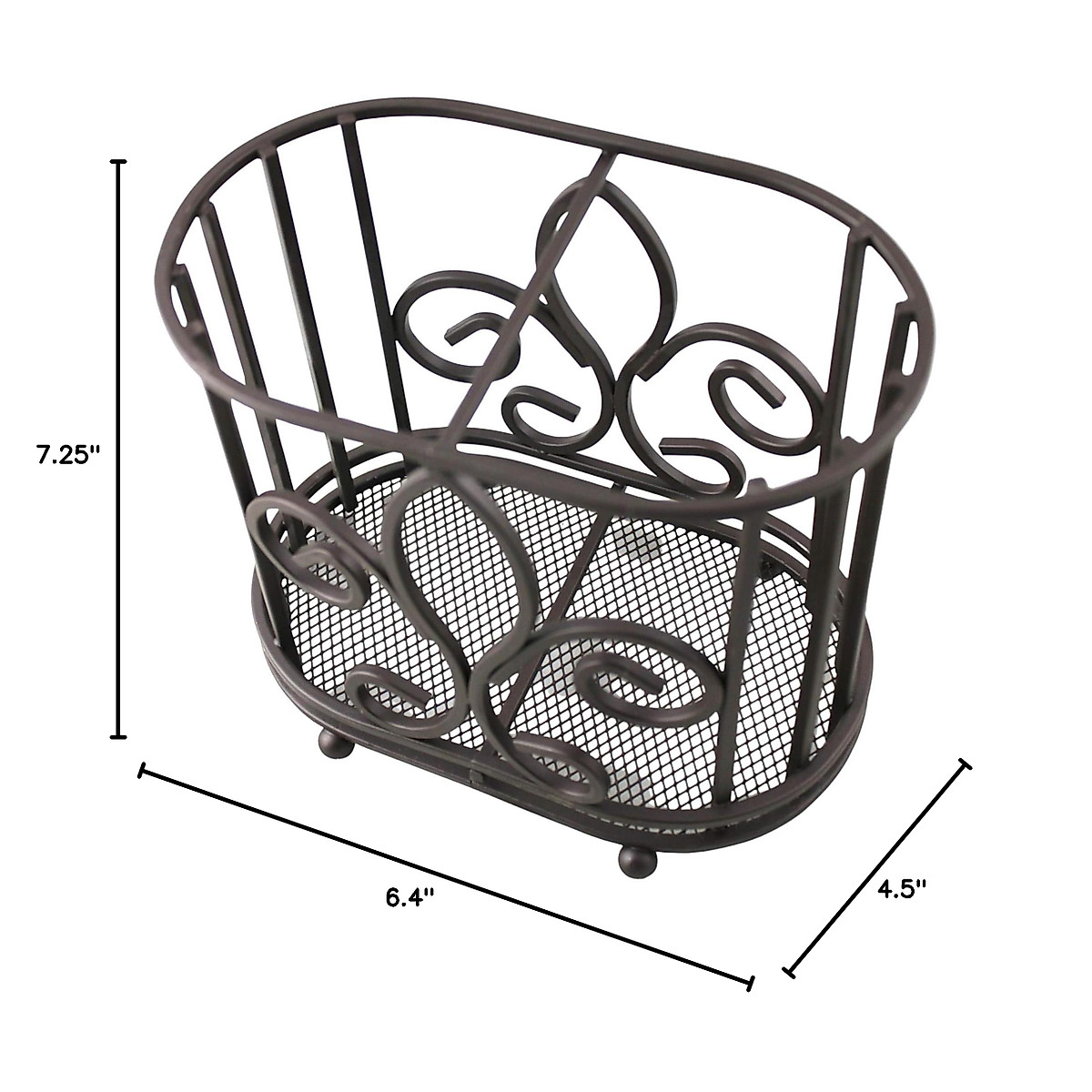 Dependable Metal Wire Cutlery and Utensil Storage Organizer Bin for Kitchen, Pantry, Table and Countertop - Utensil Caddy Holds Forks, Knives, Spoons, Spatulas - 2 Section - Bronze