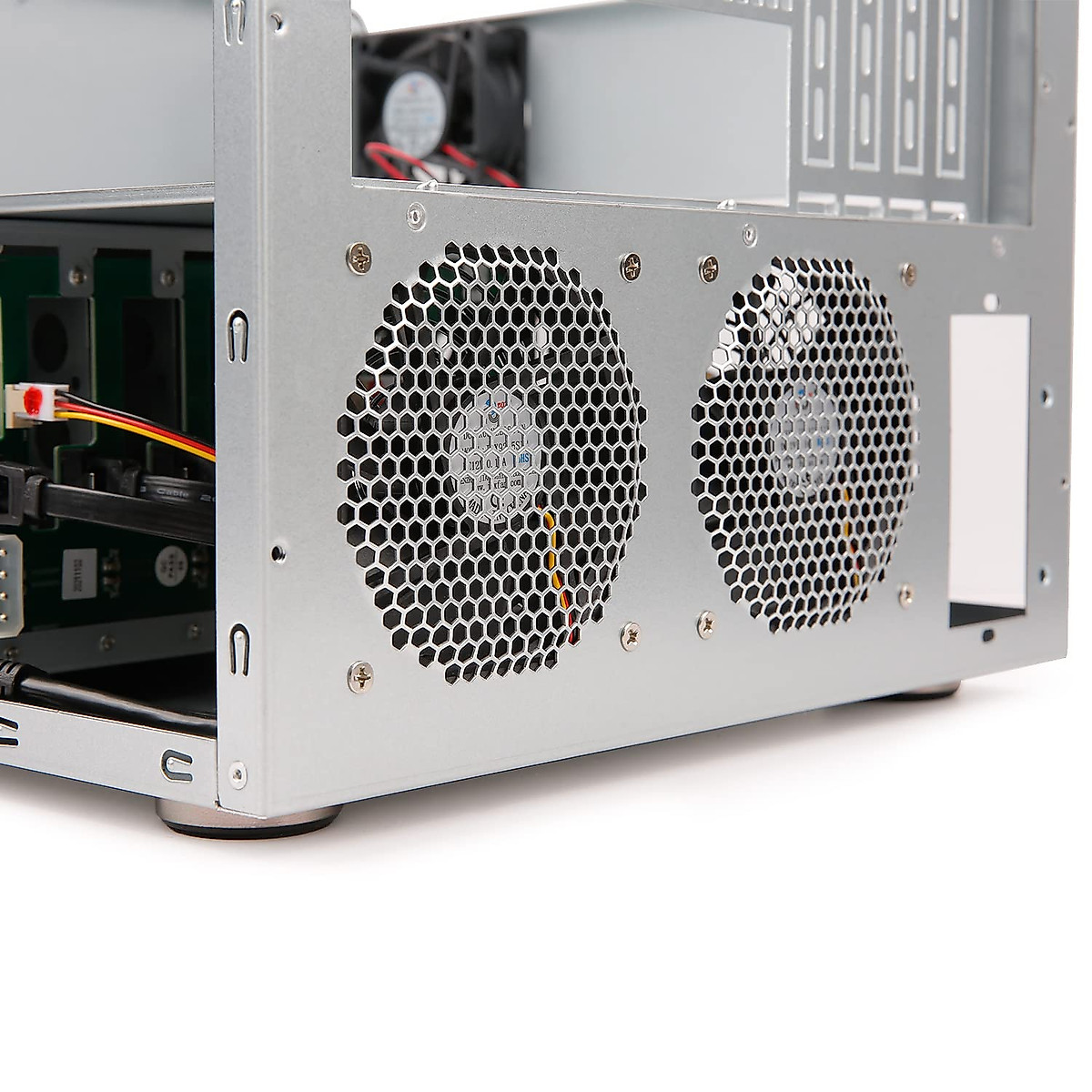AUDHEID K7 8 Bay NAS Case, Computer Enclosures Compatible Micro-ATX Mini-ITX Motherboard, 3 x Fans, 8 x 2.5/3.5" Tray, Network Attached Storage Server for Home(Diskless)