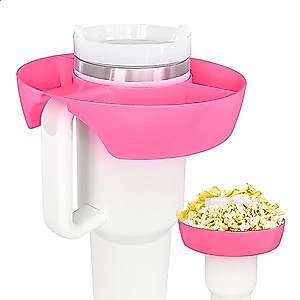 Snack Bowl for Stanley Cup, Reusable Snack Ring Tray Platter Compatible with Stanley 40 Oz Tumbler, 3 Compartments for Candy,Appetizer,Nuts,Popcorn, Cup Holder for Stanley Cup Accessories (Pink)