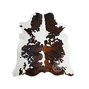 Genuine Tricolor Cowhide Rug Approx. 6 x 7-8 ft. 180 x 220 cm