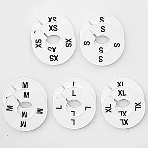 NAHANCO CWBKIT2 White Round Clothing Size Divider with Black Print for Home or Clothing Store, XS-XL, Kit of 25 (5 Sizes of 5 Each)