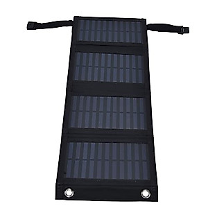 20W Solar Charger, 2A 5V Portable Monocrystalline Silicon Chargers High Conversion Rate Solar Panels 4 Folding Bags Waterproof with USB Port, for Camping Hiking Electric Car Phone Charging