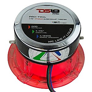 DS18 PRO-TW4L RGB Super Tweeter - 1.75", Polycarbonate Frame and Titanium Diaphragm, 560W Max, 280W RMS, 4 Ohms, Built in Crossover - PRO Tweeters are The Best in The Pro Audio Market (1 Speaker)