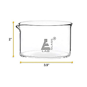 EISCO Crystallizing Dish, 300ml - Flat Bottom, with Spout - Borosilicate 3.3 Glass - Laboratory, Kitchen, Crafts