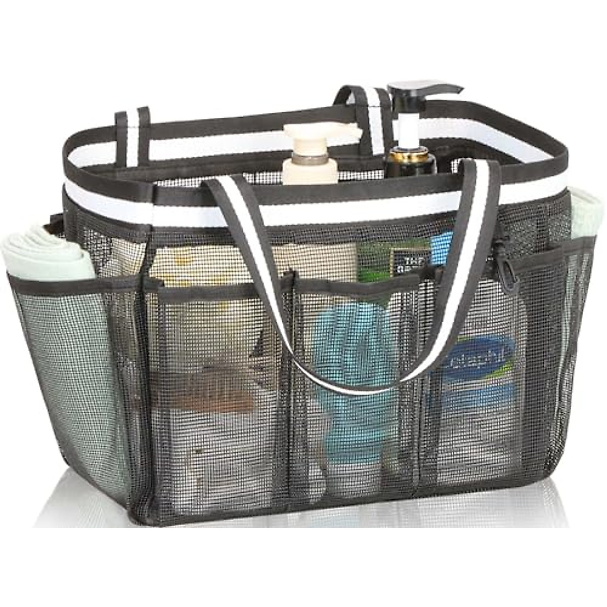 fiezkaa Mesh Shower Caddy Portable Shower Bag for College Dorm Camping Travel Gym(Black)