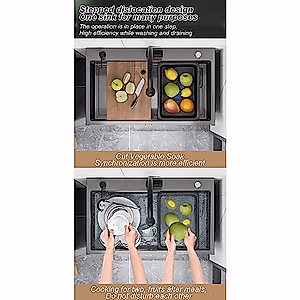 Wrobelax Commercial Restaurant Stainless Steel Pre & Utility Sink Single Bowl Kitchen Sink with Faucets - Laundry Room Sink with Cabinet, for Bathroom Farmhouse(Size:75x45x80cm)