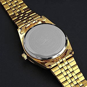 MASTOP Classic Design Golden Watch Stainless Steel Band Male Diamonds Quartz Wrist Watches for Man Gold