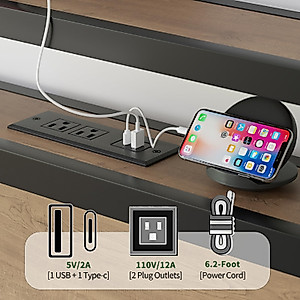 Queen Size Bed Frame, Platform Bed Frame with 2-Tier Storage Headboard and Charging Station/No Box Spring Needed/Noise Free/Industrial/Light Brown