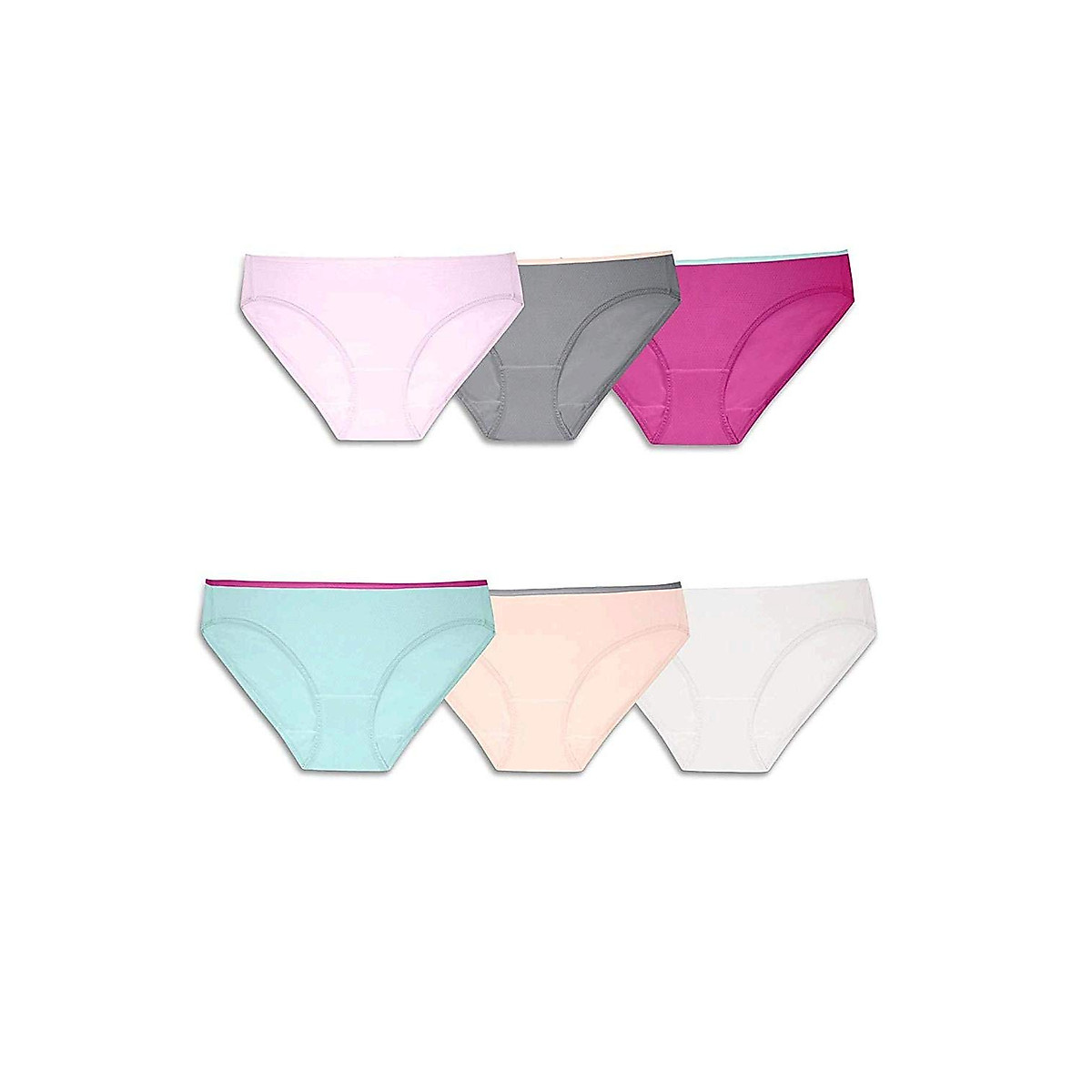 Fruit Of The Loom Womens Breathable Underwear, Moisture Wicking Keeps You Cool & Comfortable, Available Plus Size Bikini Style, Micro Mesh - Bikini - 6 Pack - Colors May Vary, 7 US