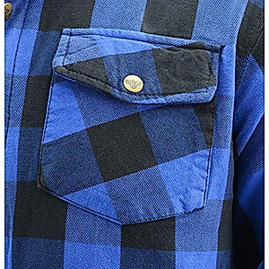 Milwaukee Leather MPM1634 Men's Plaid Flannel Biker Shirt with CE Approved Armor - Reinforced w/Aramid Fiber - 4X Blue