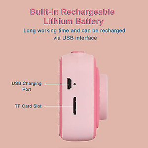 Camnoon 1080P Mini Kids Digital Camera Digital for Kids Dual Lens 2.4 Inch IPS Screen Built-in Battery Cute Photo Frames Interesting Games with Neck Strap Birthday for Boys Girls