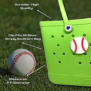 FRESHe BAGLETS - Baseball Charm Accessory Compatible with Simply Southern Tote Bags - Personalize Your Bag With Decorative Charms - Made in USA (Baseball)