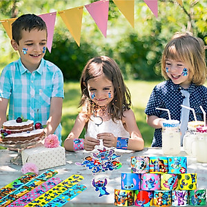 86 PCS Stitch Inspired Party Favors Gift Set, 36 PCS Stitch Theme Slap Bracelets 50 Stickers, Stitch Birthday Decorations Party Supplies, Stitch Goodie Candy Bag Stuffers School Prize for Kids