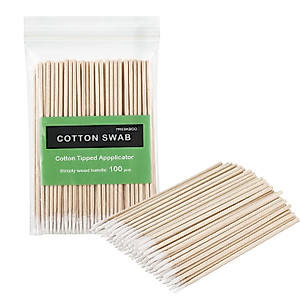 PRESKBOO 400 Count Microblading Cotton Swab, Cotton Swabs Pointed Tip, Cotton Swabs Wood Sticks, Cotton Tipped Applicator, Tattoo Permanent Supplies, Makeup Cosmetic Applicator Sticks