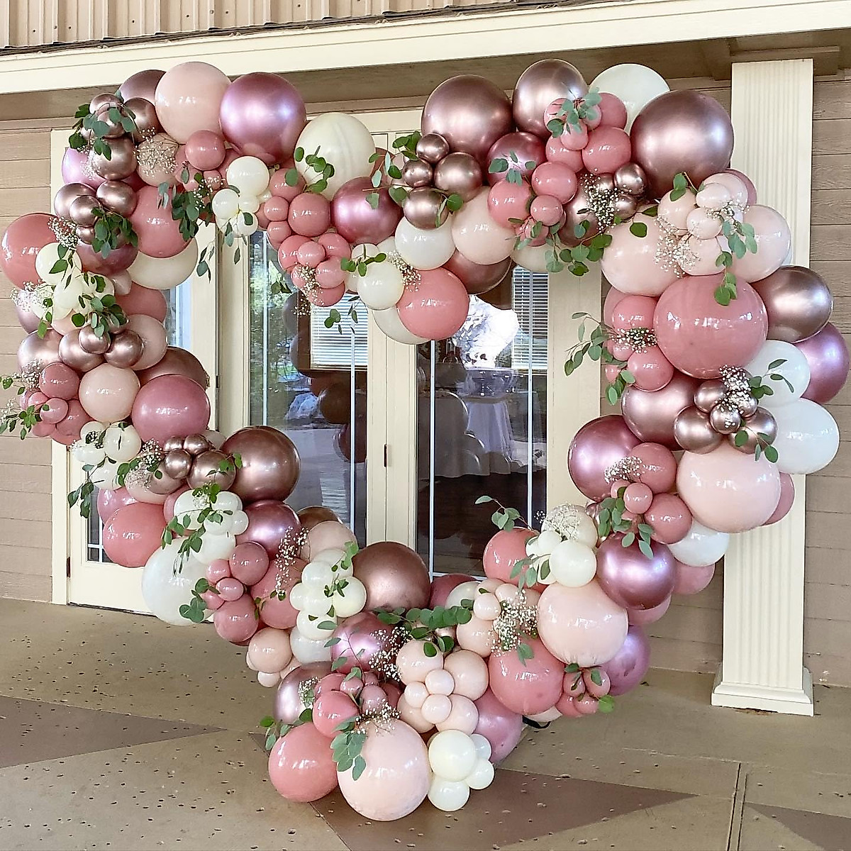 Bezente Blush Dusty Pink Latex Balloons, 60pcs 12 inch Beige White Dusty Rose Gold Nude Latex Balloons Kit for Baby Shower for girl, Bridal Shower, Wedding, Boho Birthday Party Decorations