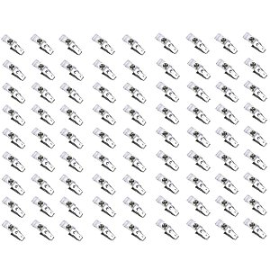 Metal Badge Clips 100 Pack Double Hole Badge Clips Clear Badge Clips Bulk Metal Badge Clips with Clear PVC Straps for ID Cards Nametag Badge Holders Office School