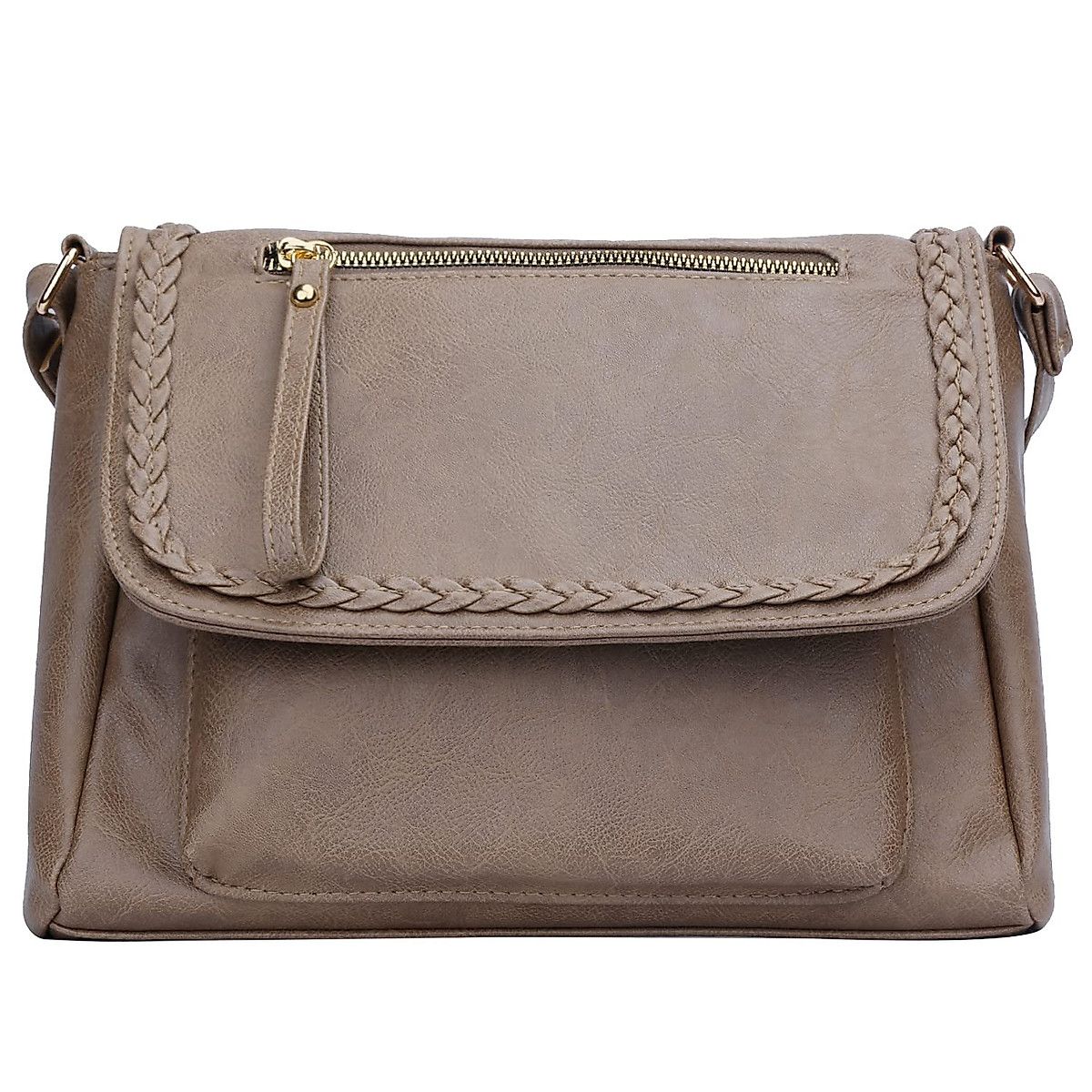 KKXIU Vintage Leather Flap Crossbody Bags for Women and Teen Girls Shoulder Purses (Khaki)