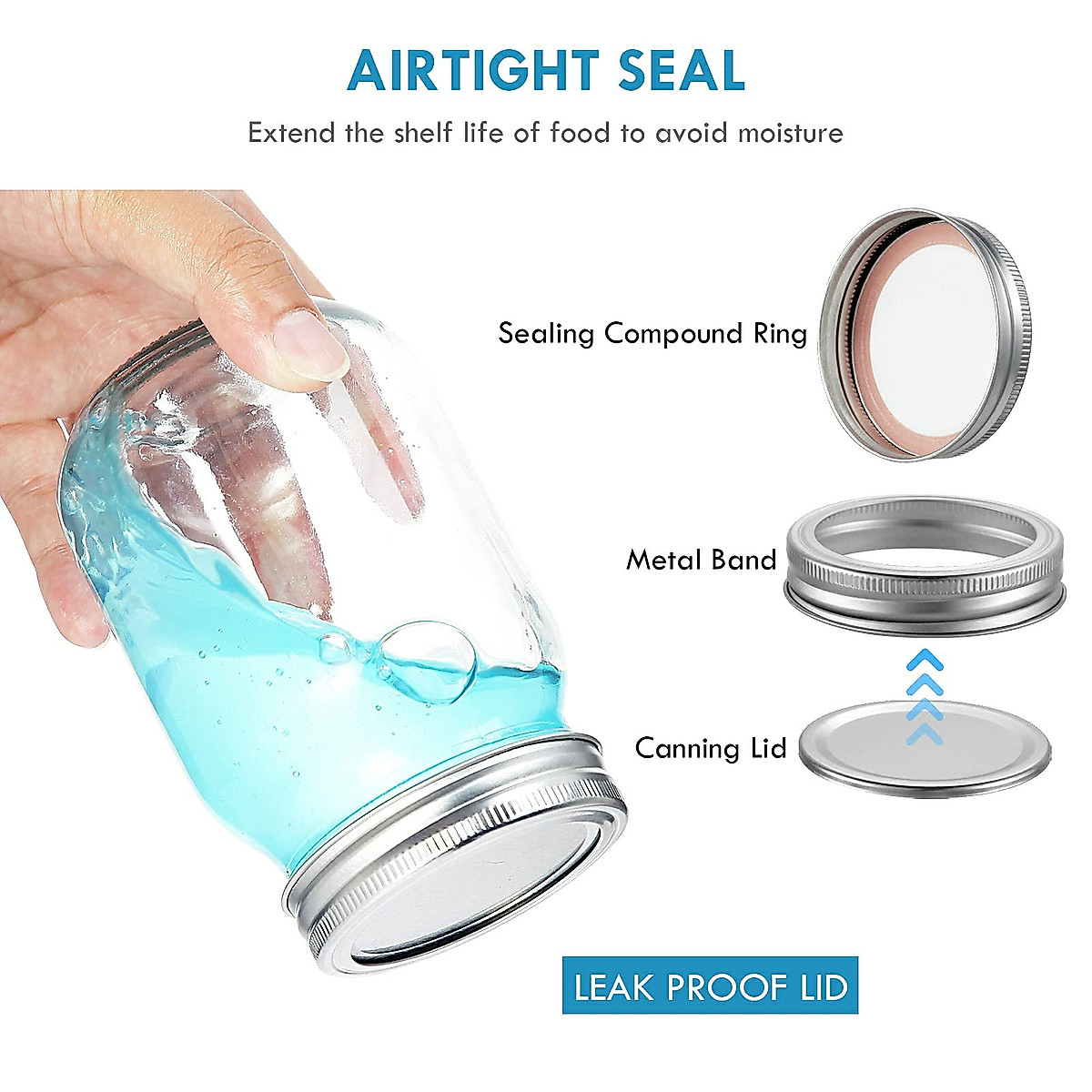 YEBODA 16 oz Wide Mouth Mason Jars 12 Pack Glass Canning Jars with Airtight Lids and Bands for Preserving, Jam, Honey, Jelly, Wedding Favors, Sauces, DIY Spice Jars, Salad, Yogurt