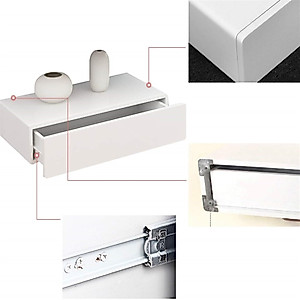 Pennisetum Wall Mounted Floating Shelves Shelf with Drawers Bracket Storage Rack White Woody Drawer Storage Bedroom Dresser Nightstand Multifunction Simple Modern, Home Decoration