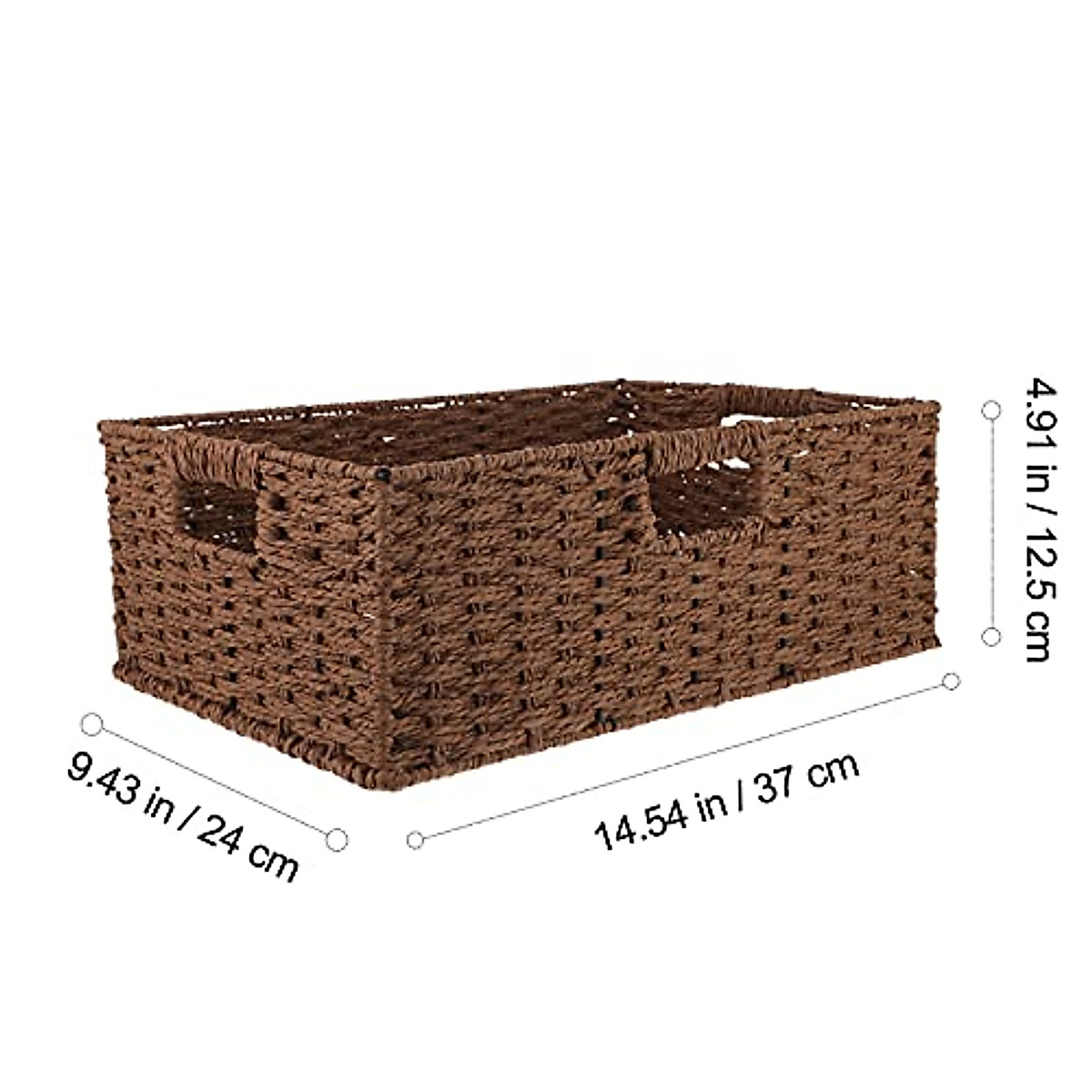 BESPORTBLE Rattan Storage Basket Water Hyacinth Storage Baskets Rectangular Wicker Baskets with Built- in Handles Natural Wicker Storage Basket Bins for Home Organization Coffee Shelf Organizer