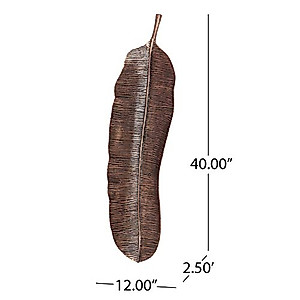 Christopher Knight Home Lyerly Large Leaf Wall Decor, Raw Copper