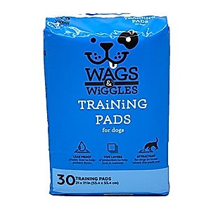 Wags & Wiggles Training Pads For Dogs, 30 Count | Puppy Pee Pads For Dogs | Absorbent and High Quality Dog & Puppy Supplies for Dog Training and House Training